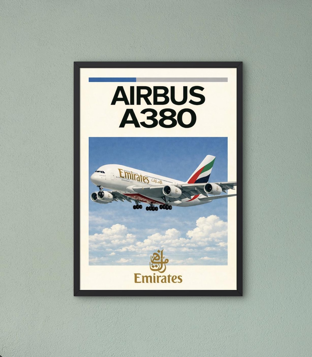 Emirates Airbus A380 Poster – Digital Aviation Print, Retro Superjumbo ...