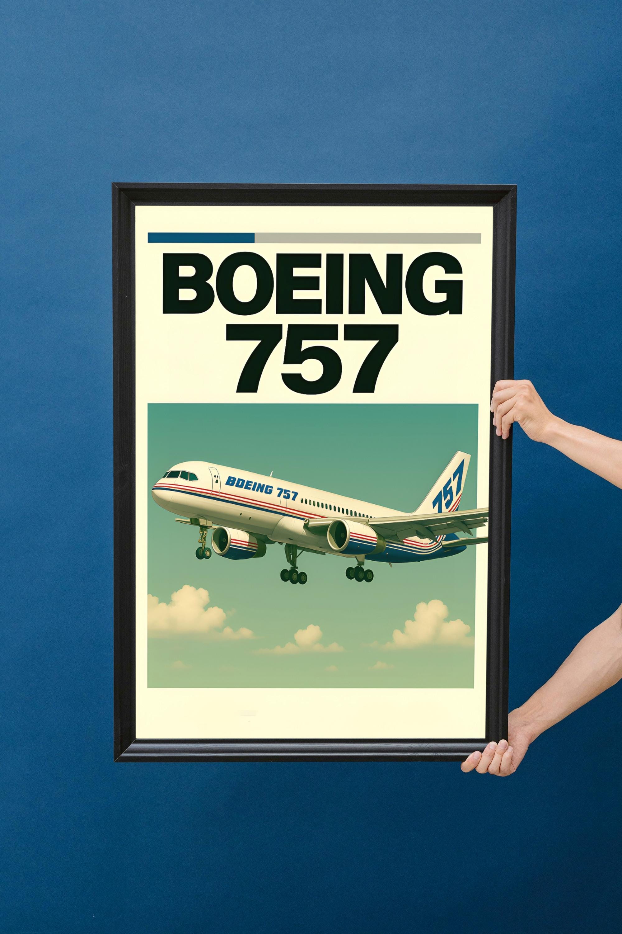 Boeing 757 Retro Jet Poster – Aviation Digital Wall Art, Classic Twin ...