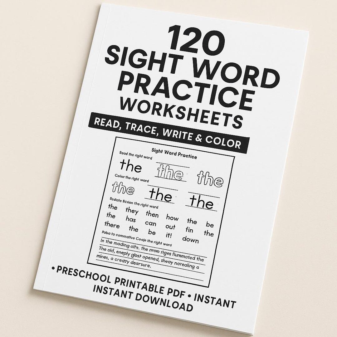 120 Sight Word Worksheets | Read, Trace, Write & Color | Preschool ...