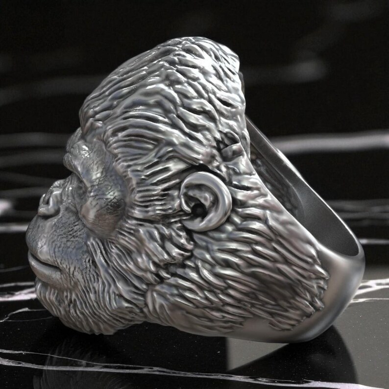 Handcrafted Gorilla Head Ring for Men – Wild Animal Monkey King Design ...