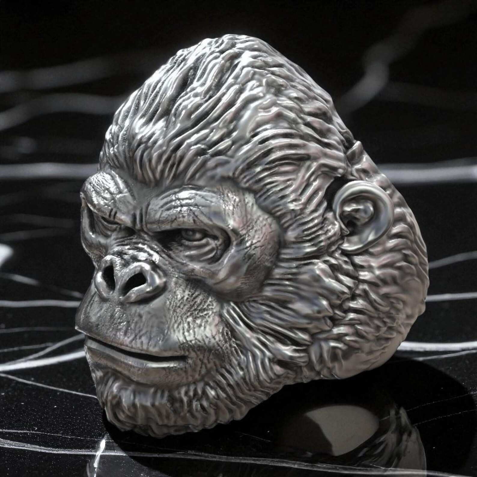 Handcrafted Gorilla Head Ring for Men – Wild Animal Monkey King Design ...