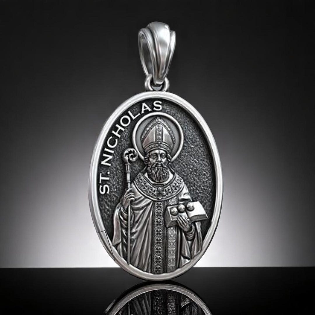 Saint Nicholas of Myra Medallion Necklace for Christian Orthodox ...