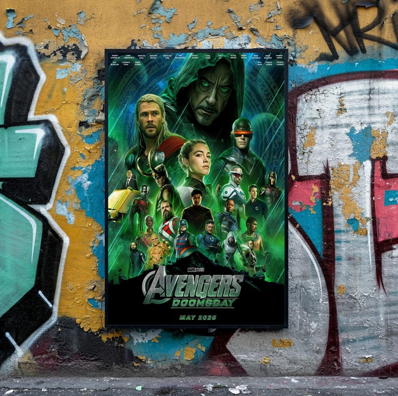 Avengers Doomsday Movie 2026 Poster, Marvel Avengers Film Wall Art ...