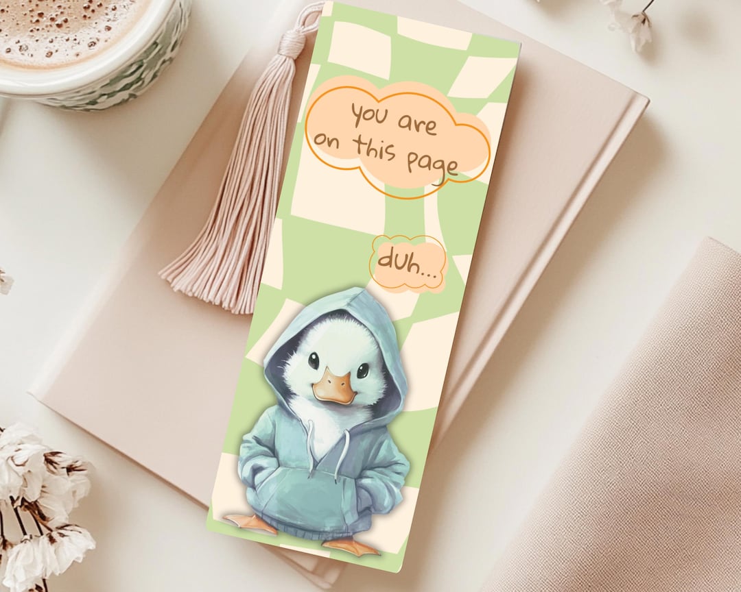 Cute Duck Bookmark | Funny Printable Bookmark PNG | Reading Accessories ...