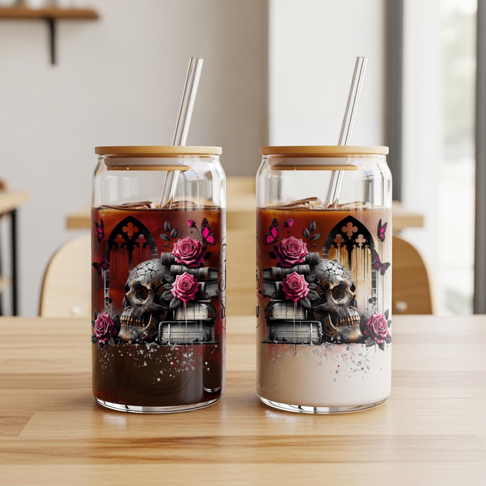 Romantasy Glass Can Wrap PNG | Dark Romance Sipper Glass Design | 16oz ...