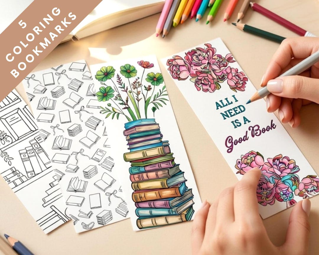 Printable Bookmarks for Women | Adult Coloring Sheets | PNG Bundle - Etsy