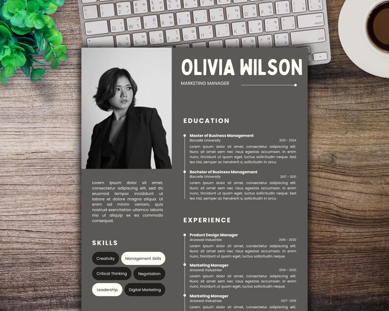 Student Resume Template – No Photo | Canva + PDF + Cover Letter | First ...