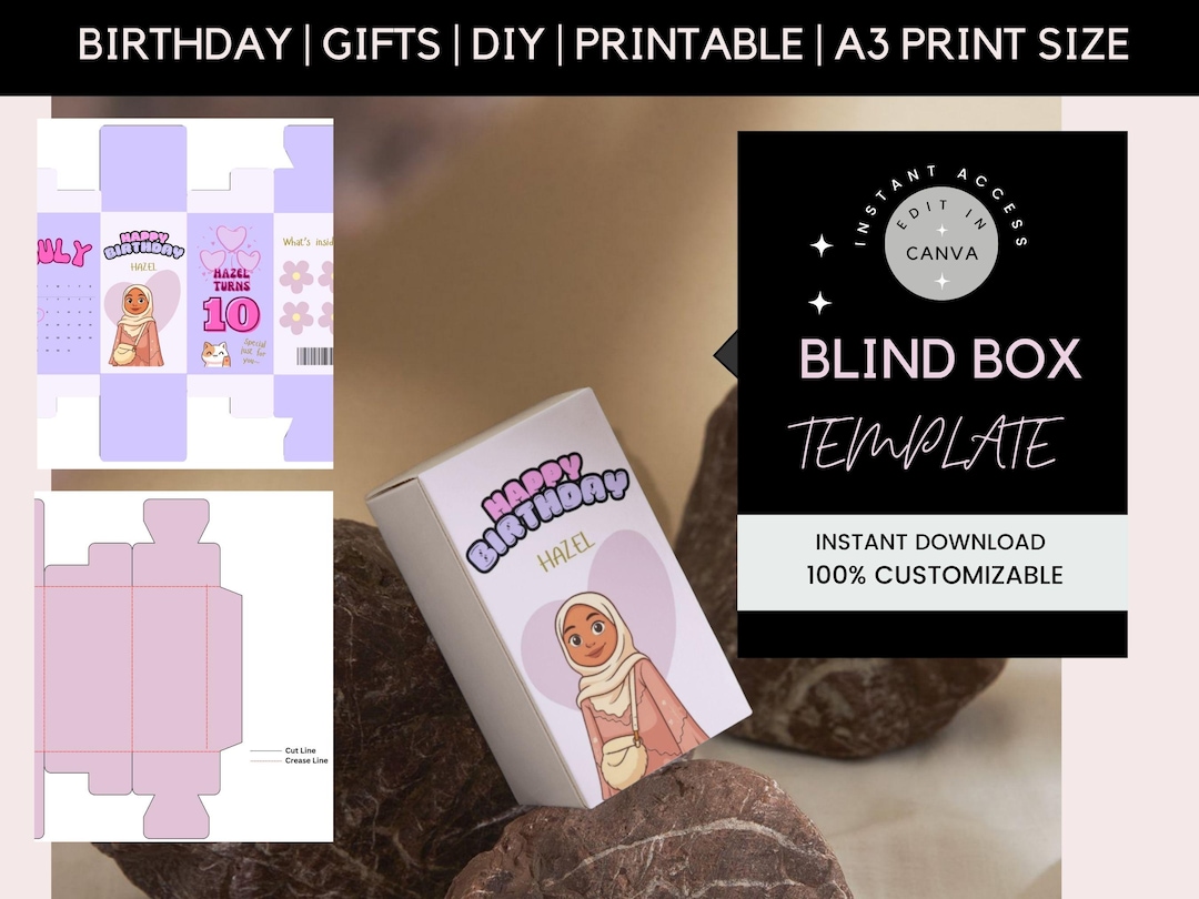 Blind Box Template, Editable, Printable | Mystery Box, Custom, Handmade ...