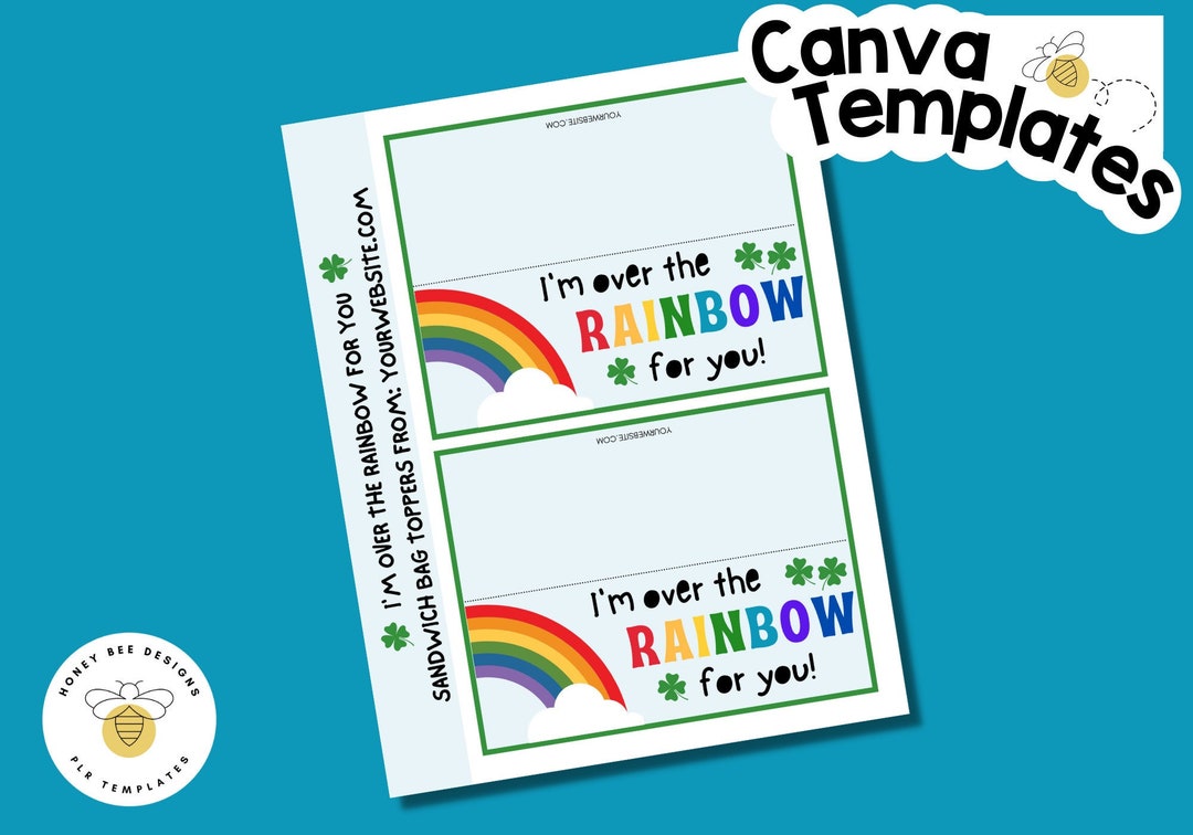 I'm Over the Rainbow for You Sandwich Bag Toppers Canva Templates St ...