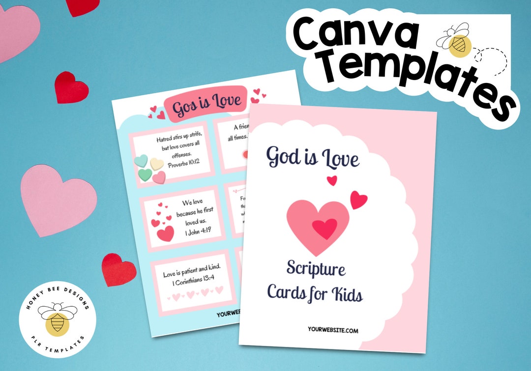 God is Love Scripture Cards Canva Template Commercial Use - Etsy