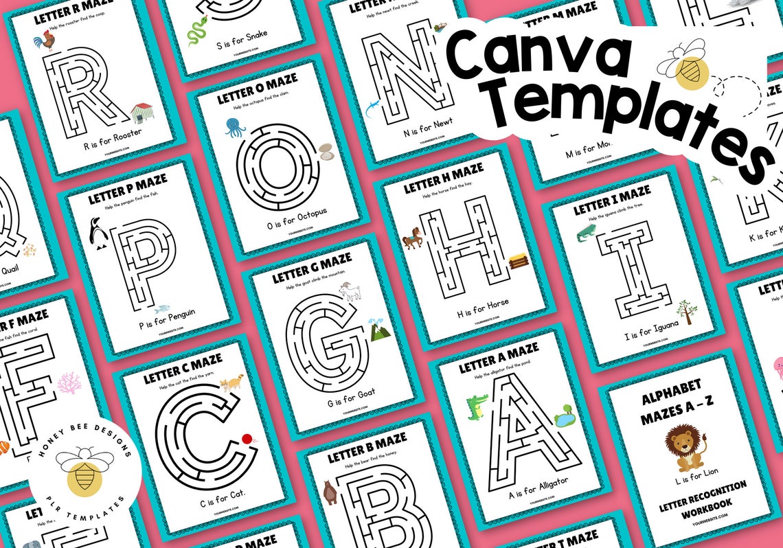 Alphabet Animals Mazes Canva Template | Letter Recognition ...