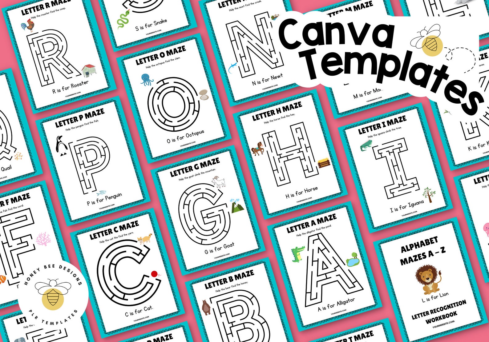 Alphabet Animals Mazes Canva Template | Letter Recognition ...