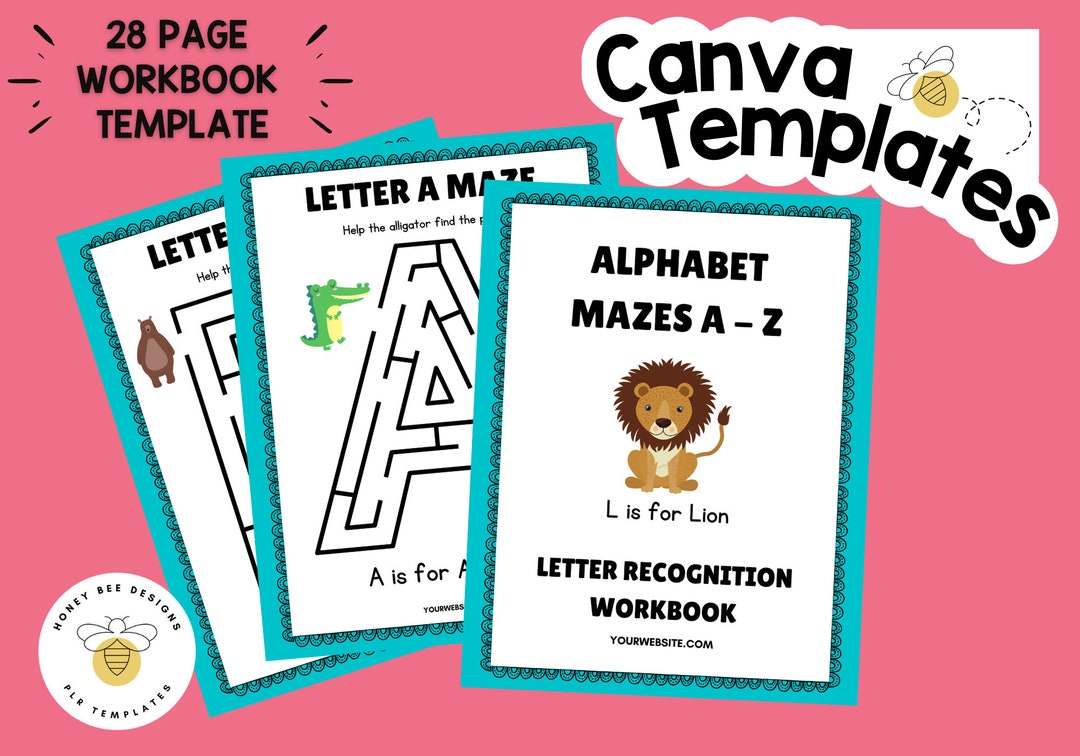 Alphabet Animals Mazes Canva Template | Letter Recognition ...