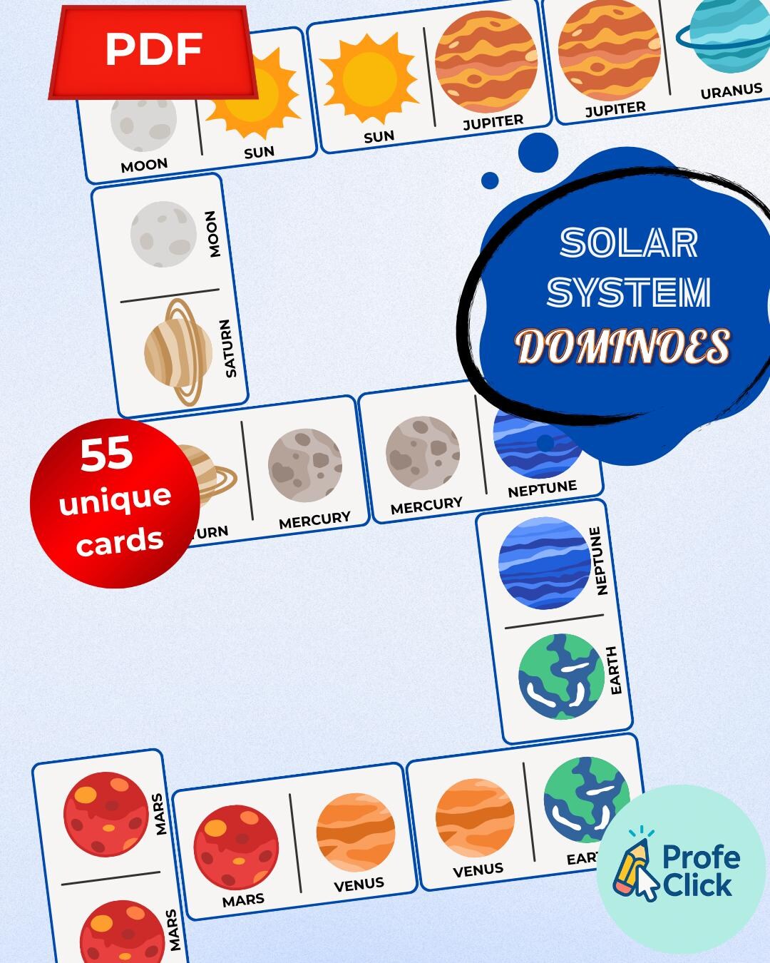 Solar System Dominoes – Trilingual (spanish, Catalan, English ...