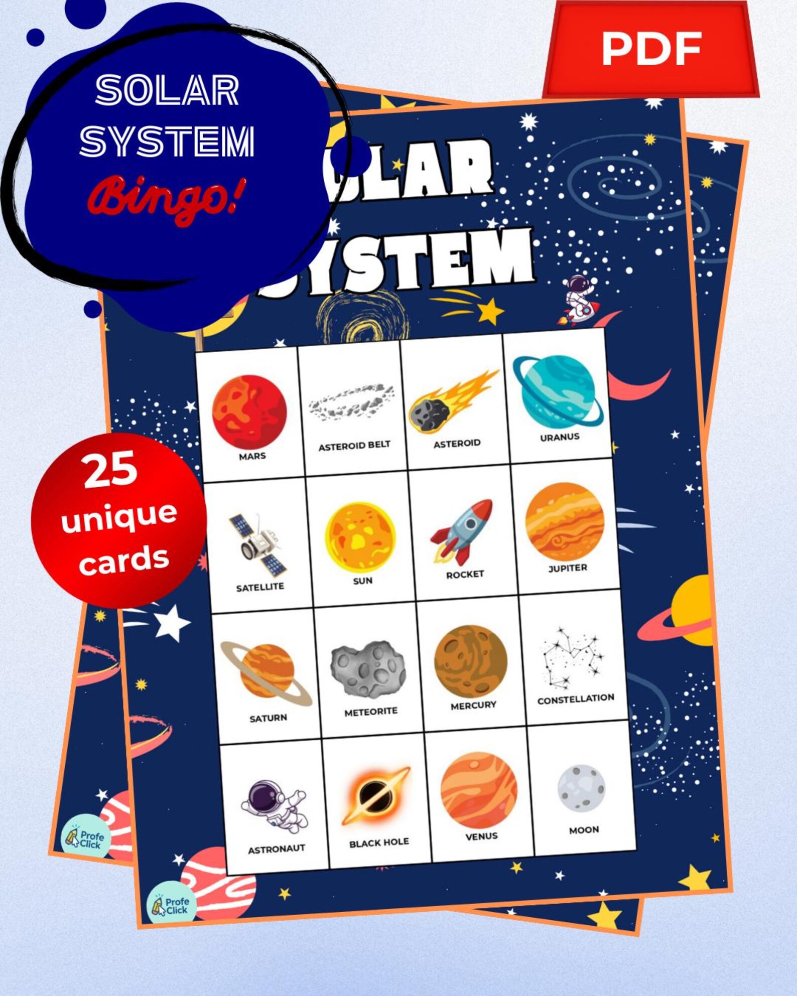 Universe Bingo – Printable Educational Game About Planets and the Solar ...