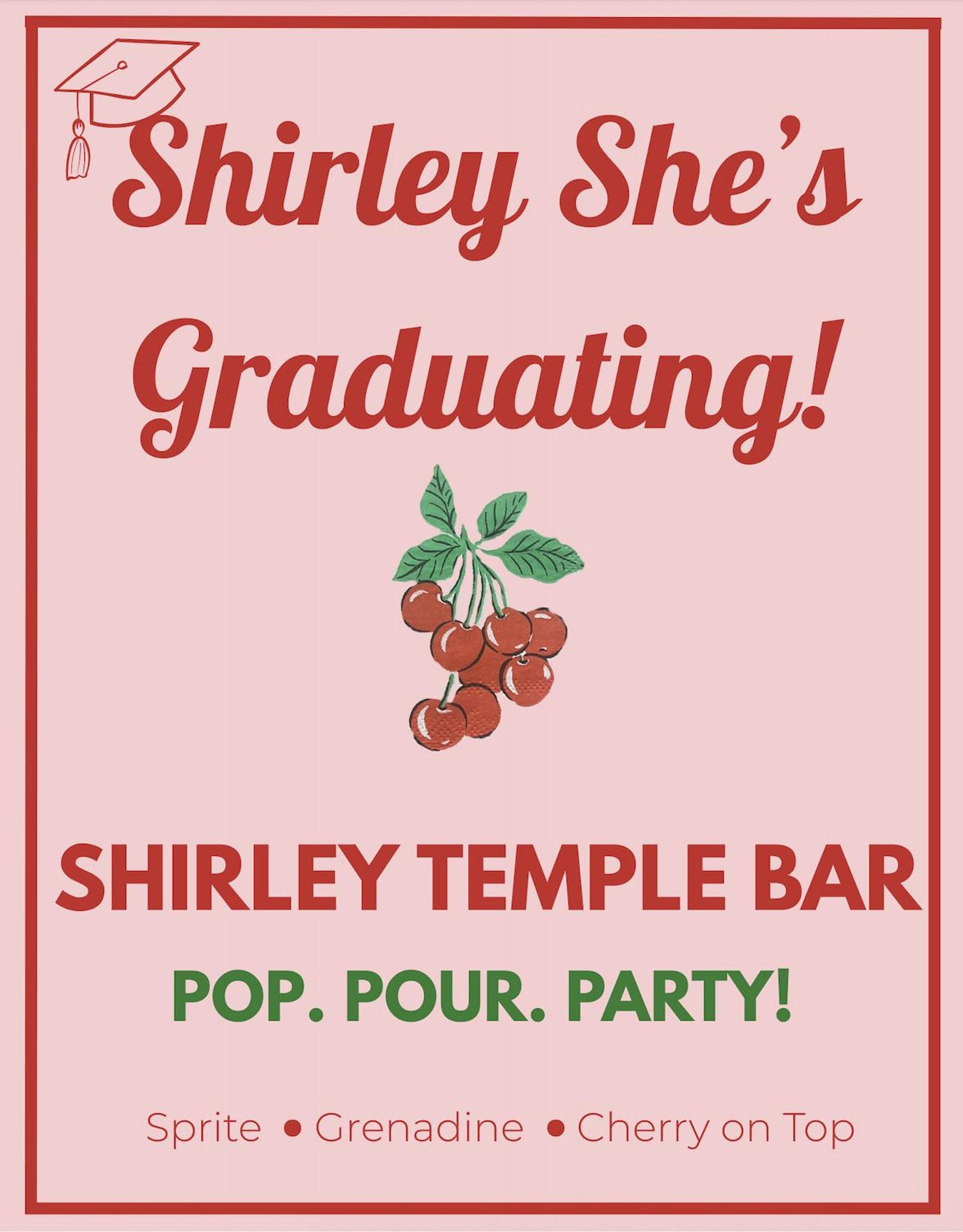 Shirley Temple Bar Grad Party Sign - Etsy