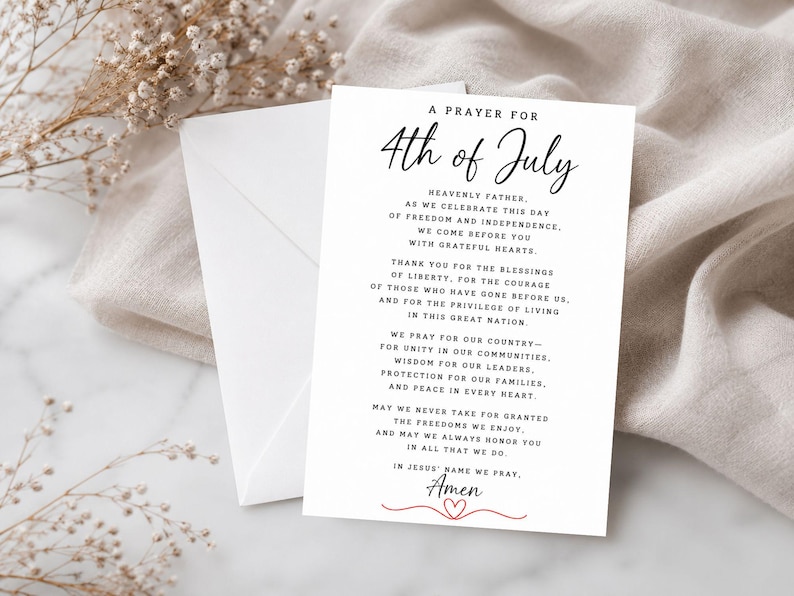 4th of July Prayer Printable, Independence Day Prayer Sign, Patriotic ...