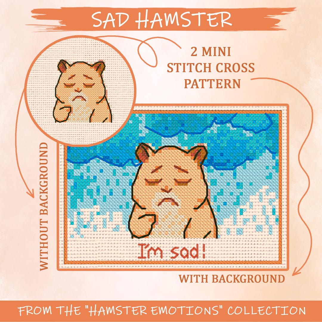 Sad Hamster Cross Stitch Pattern: Nursery Decor (PDF Pattern) - Etsy