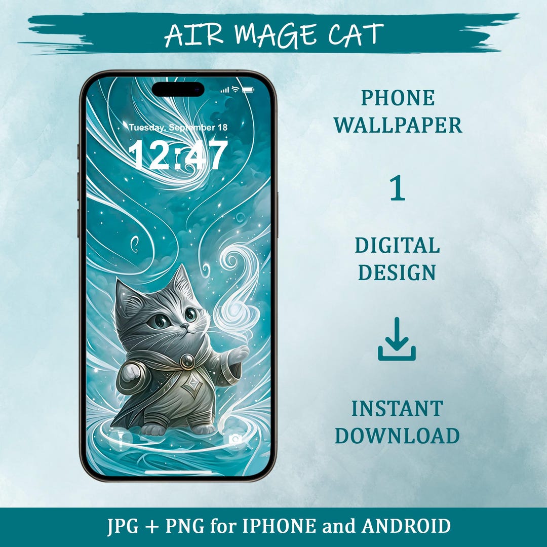 Air Mage Cat Phone Background: Cat Wallpaper (digital Download, Iphone ...