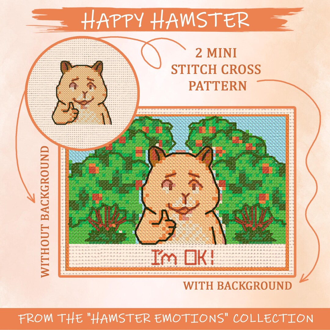 Happy Hamster Cross Stitch Pattern: Nursery Embroidery Design (PDF) - Etsy