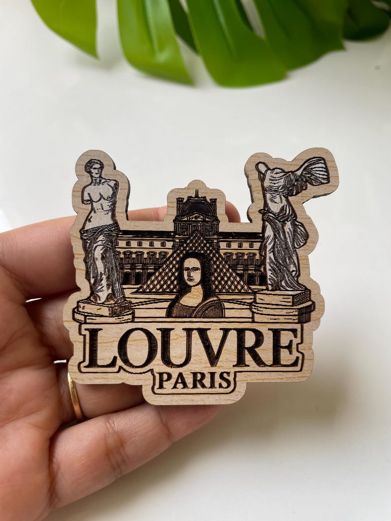 Louvre Paris Wooden Fridge Magnet – Laser-cut Souvenir Featuring Mona ...