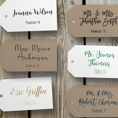 Place Tags Personalized With Guest Name and Table Number - Etsy