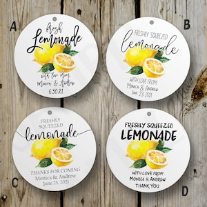 Custom Lemonade Favor Tags, Printed Lemonade Tags, Round Tag ...