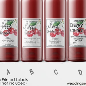 Custom Cherry Bounce Labels, Printed Cherry Liqueur Stickers ...