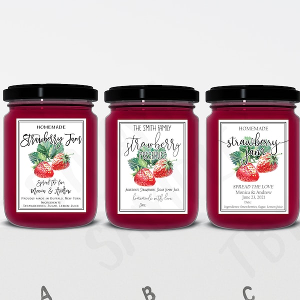 Personalized Strawberry Jam Label - Etsy