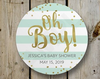 Oh Boy Sticker Baby Shower Sticker / Label Personalized | Etsy