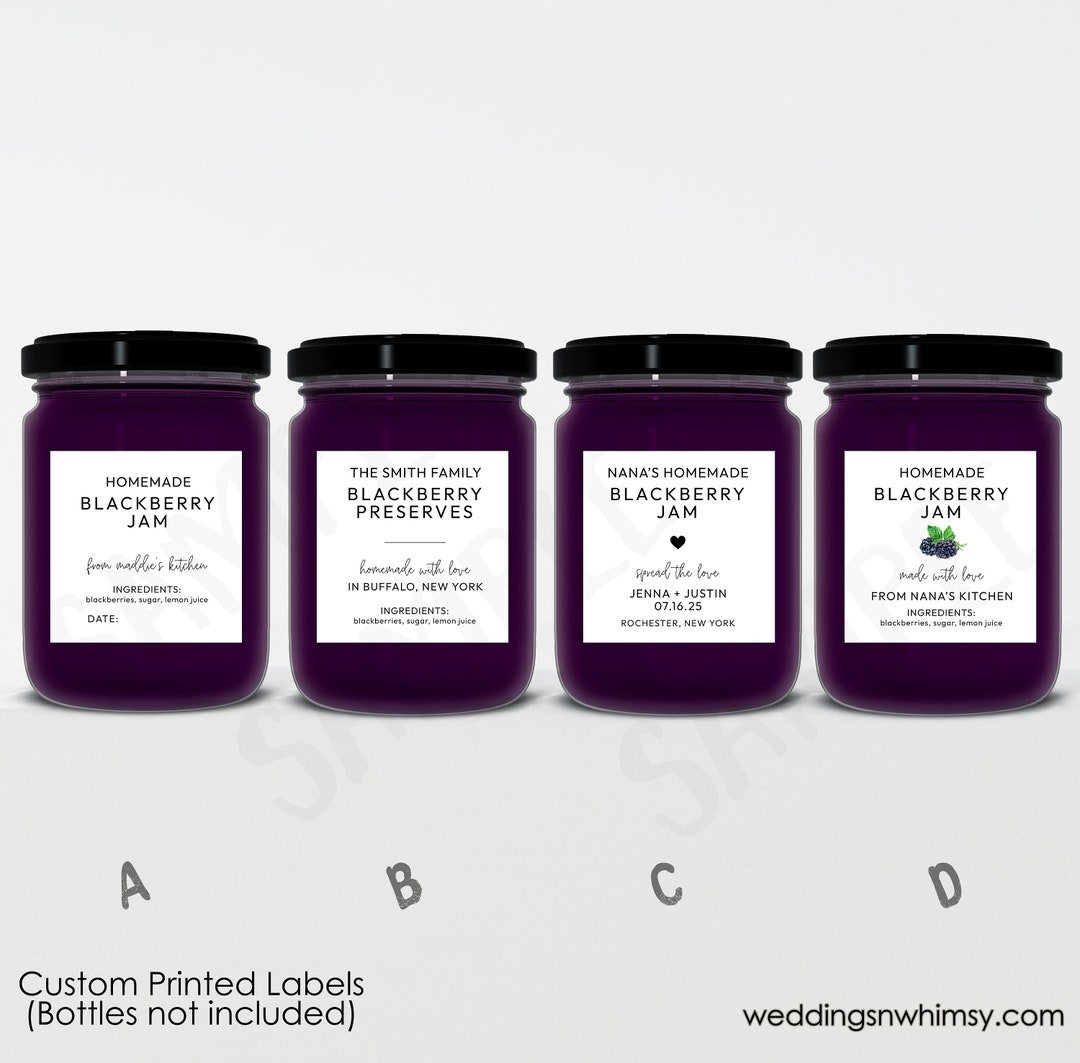 Custom Blackberry Jam Labels, Modern Printed Blackberry Preserves ...