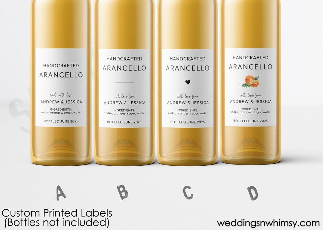 Custom Arancello Labels, Printed Orangecello Stickers, Personalized ...