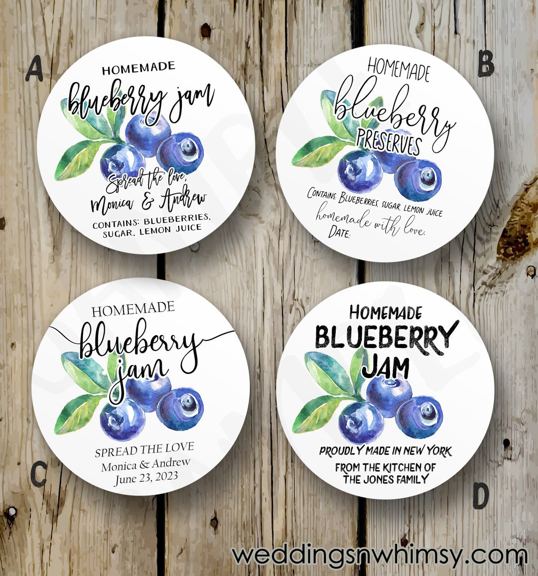 Custom Blueberry Jam Labels, Printed Blueberry Jam Stickers ...