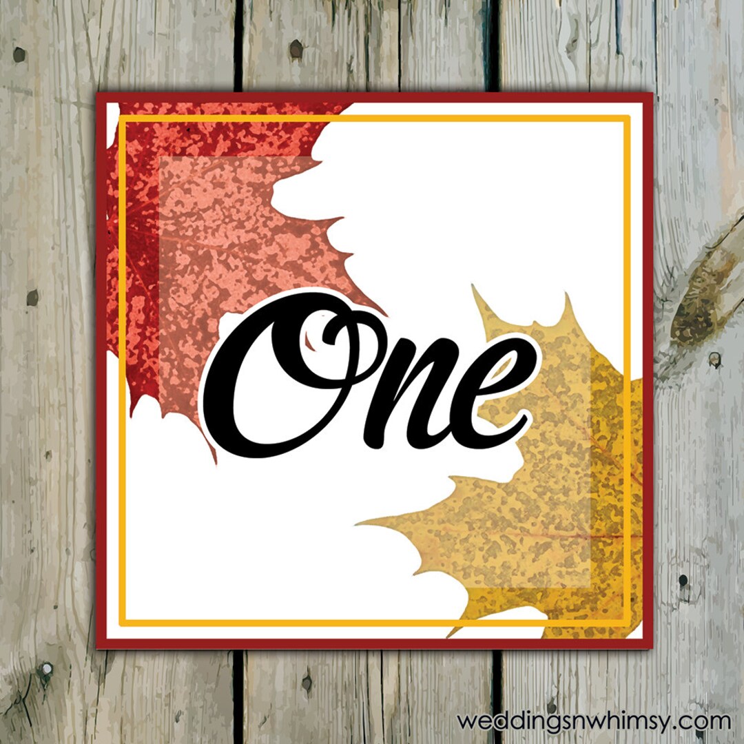 10 Custom Autumn Table Numbers - Personalized Autumn Wedding Table ...