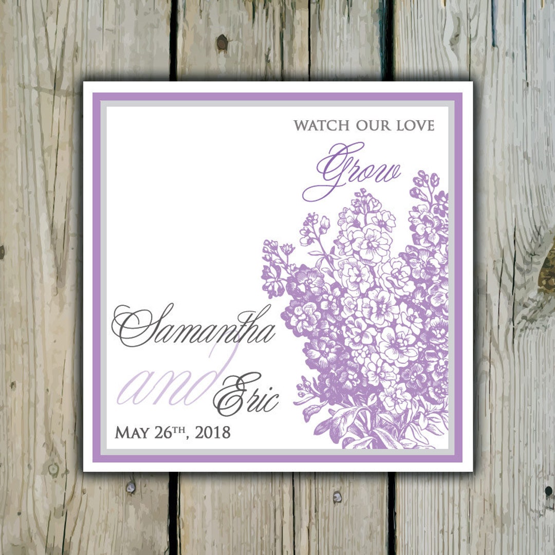 Square Custom Lilac Favor Labels / Stickers - Purple Lilac Wedding ...