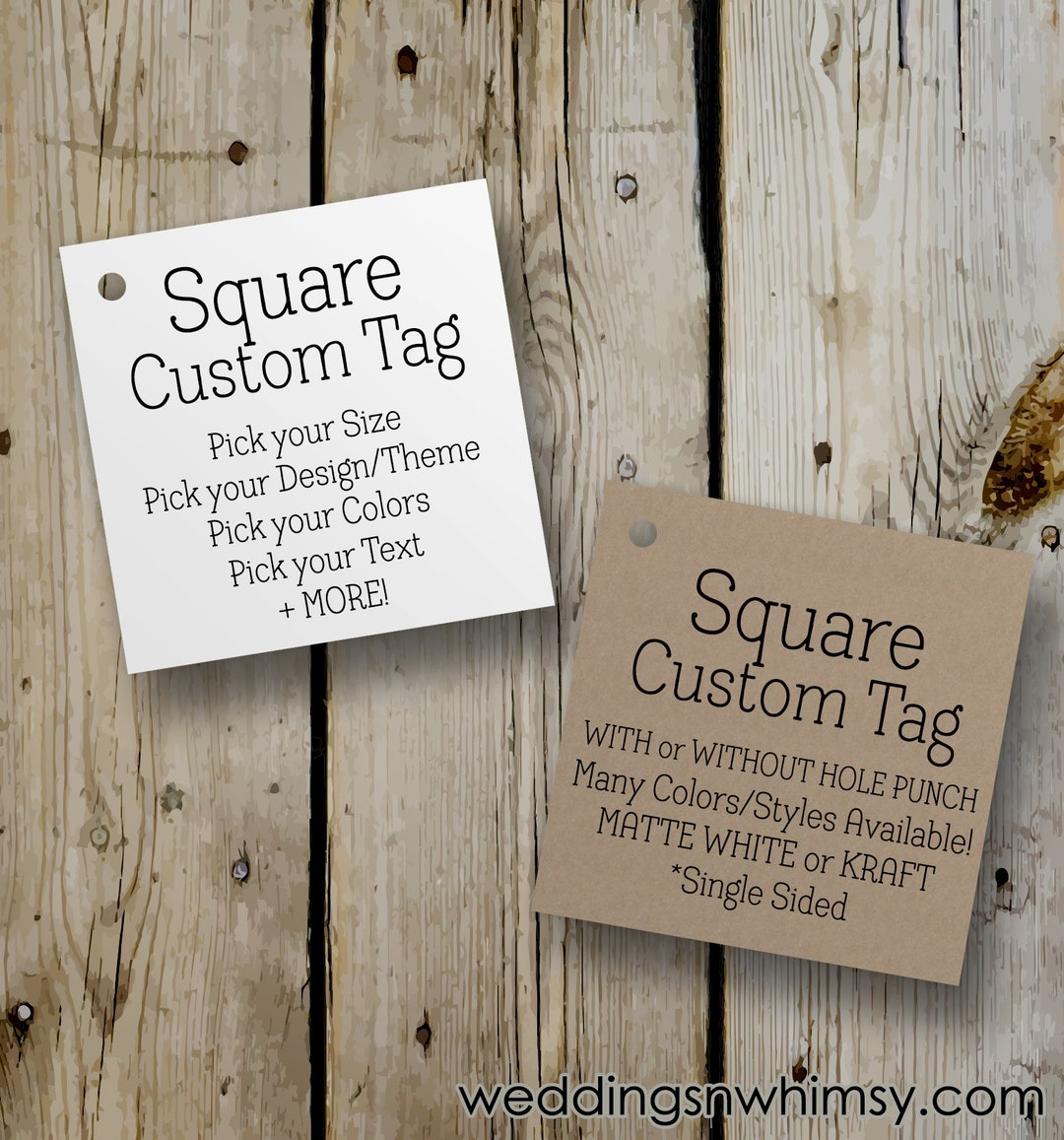 Custom Tags, Square Tags, Printed Tags, Personalized Tags, Custom Hang ...