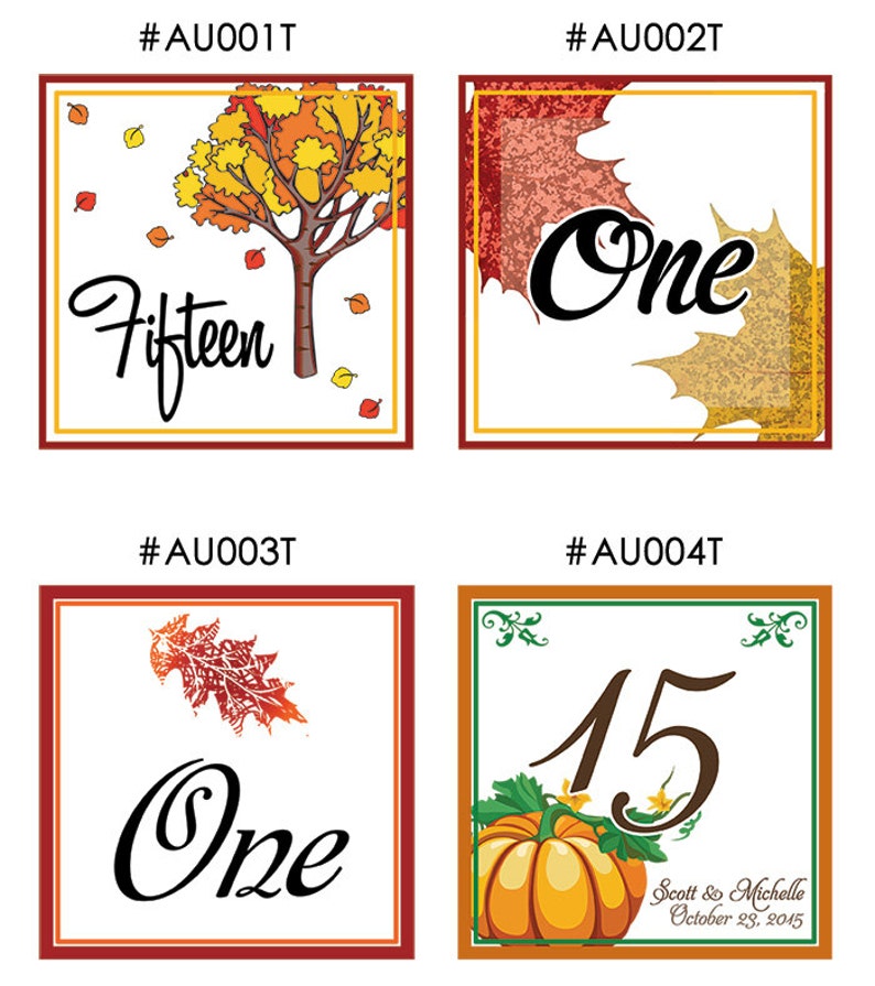 10 Custom Autumn Table Numbers Personalized Autumn Wedding - Etsy