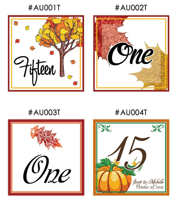 10 Custom Autumn Table Numbers Personalized Autumn Wedding - Etsy
