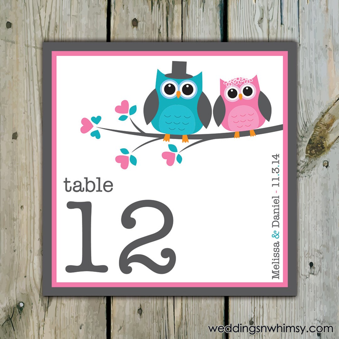 10 Custom Owl Table Numbers Personalized Wedding Table Numbers / Owl ...