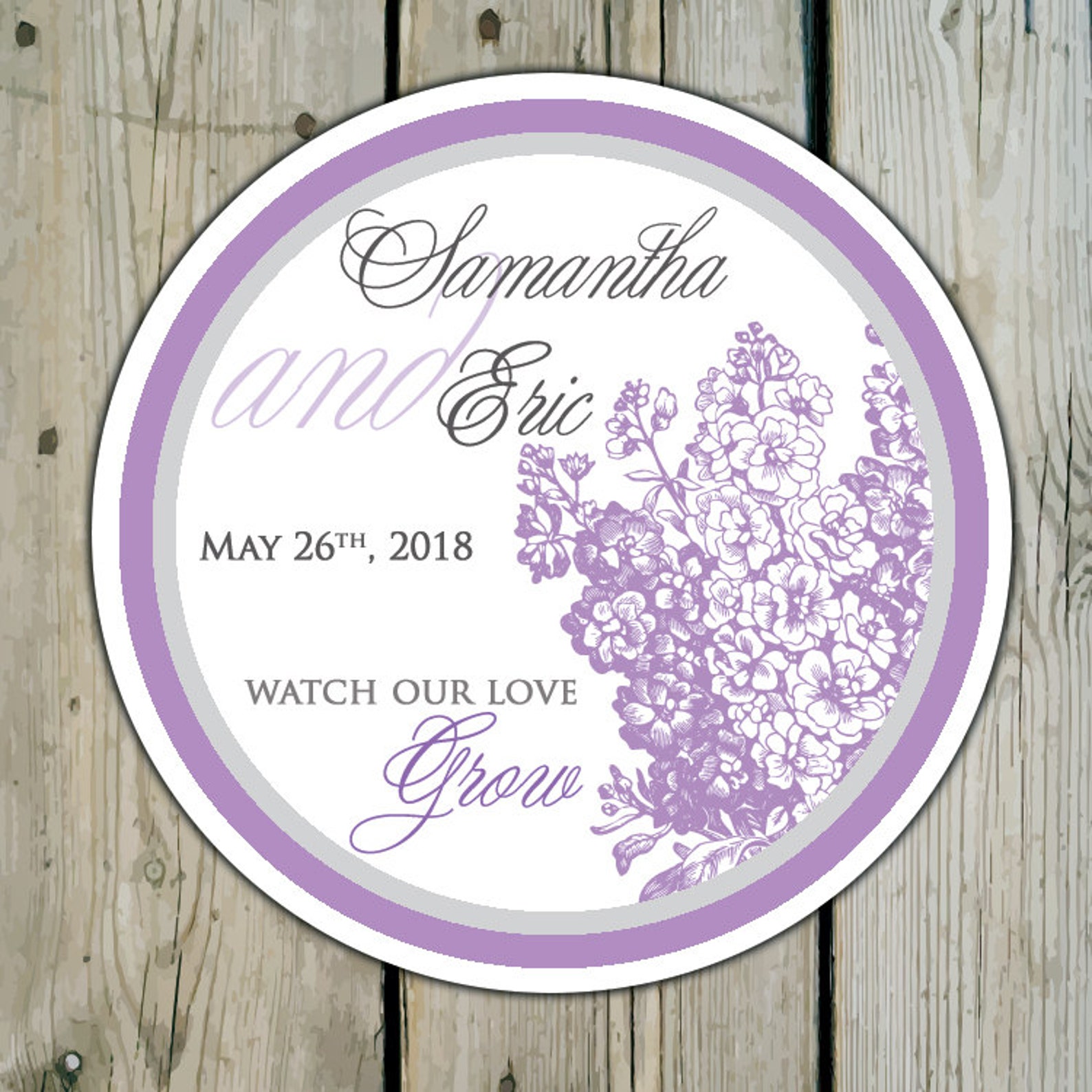 Round Custom Lilac Favor Labels / Stickers Purple Lilac | Etsy