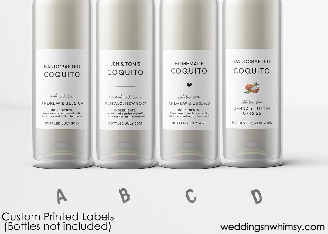 Custom Coquito Labels, Printed Modern Coquito Stickers, Personalized ...