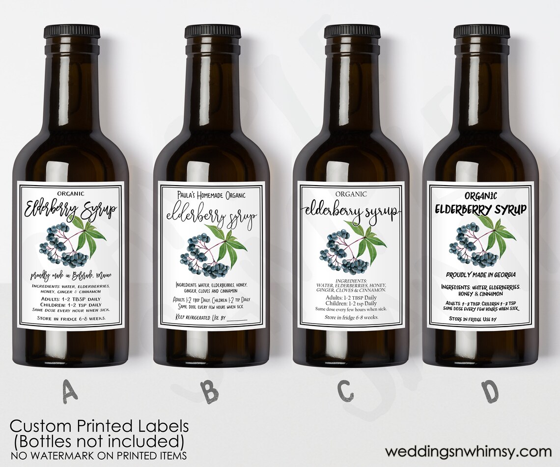 Custom Elderberry Syrup Labels Printed Elderberry Syrup - Etsy