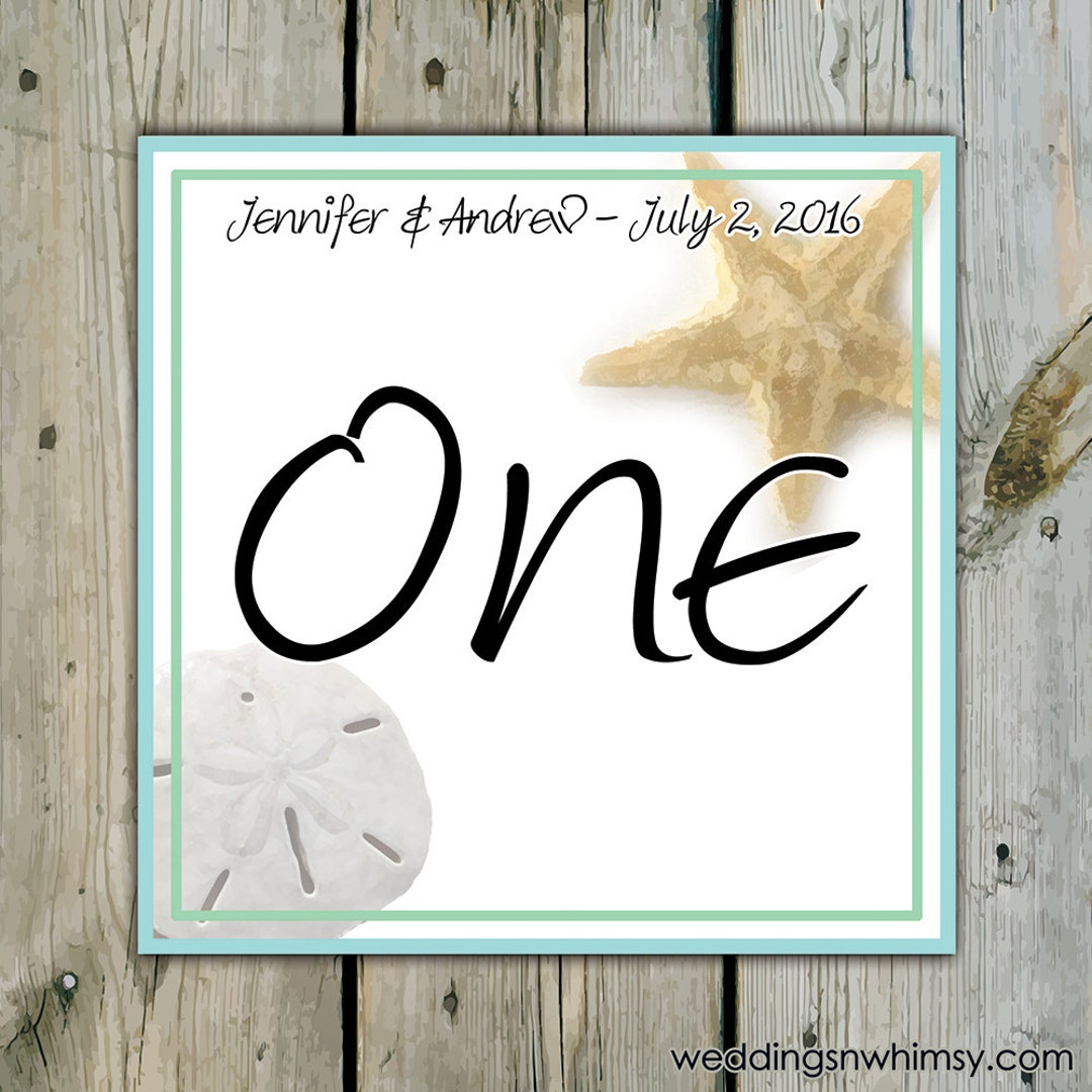 10 Custom Beach Table Numbers - Personalized Beach Wedding Table ...