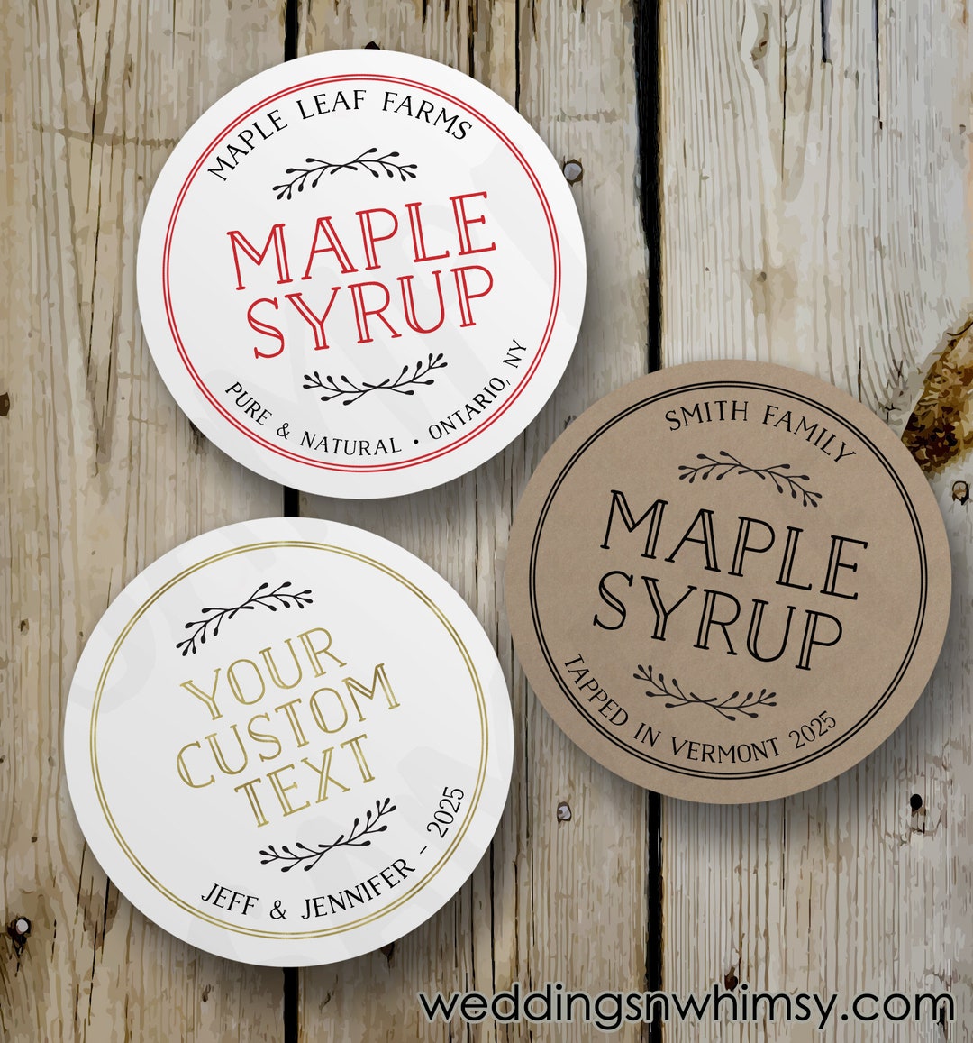 Custom Maple Syrup Stickers, Vintage Homemade Maple Syrup Round ...