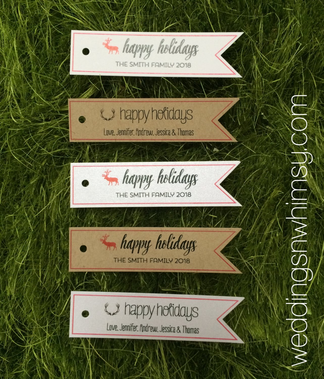 Happy Holidays Tags 30 Small Pennant Custom Holiday Gift | Etsy