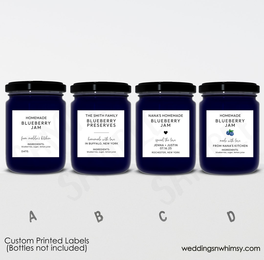 Custom Blueberry Jam Labels, Modern Printed Blueberry Preserves ...