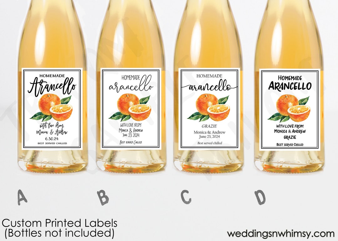 Custom Arancello Labels, Printed Arancello Stickers, Personalized ...