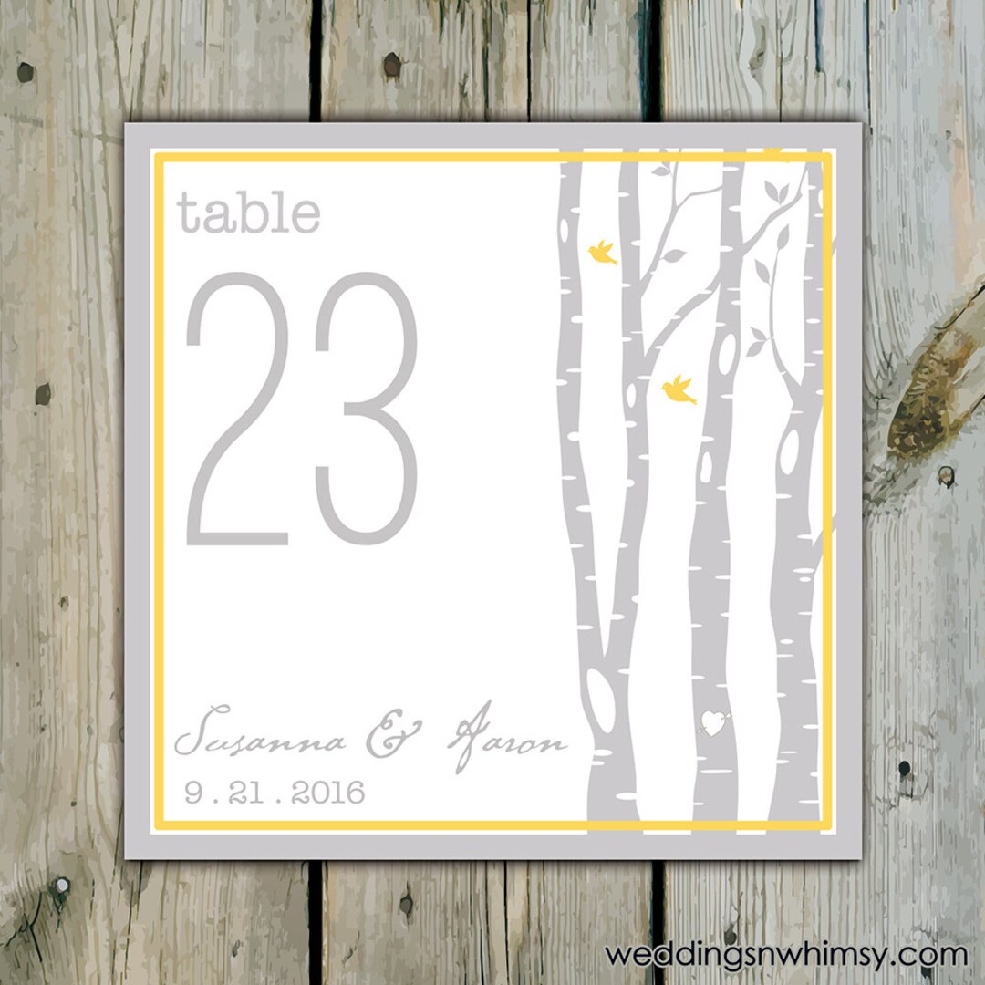 10 Custom Nature Birch Tree Table Numbers - Personalized Wedding Table ...