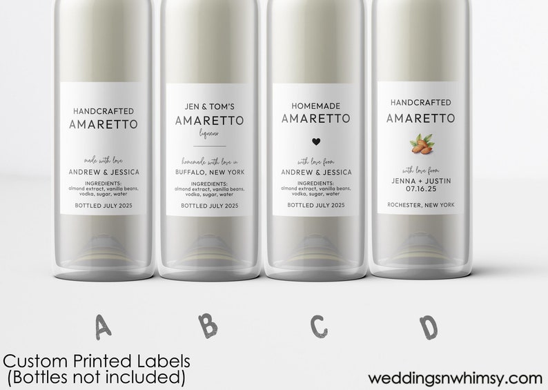 Custom Amaretto Labels, Printed Modern Amaretto Stickers, Personalized ...