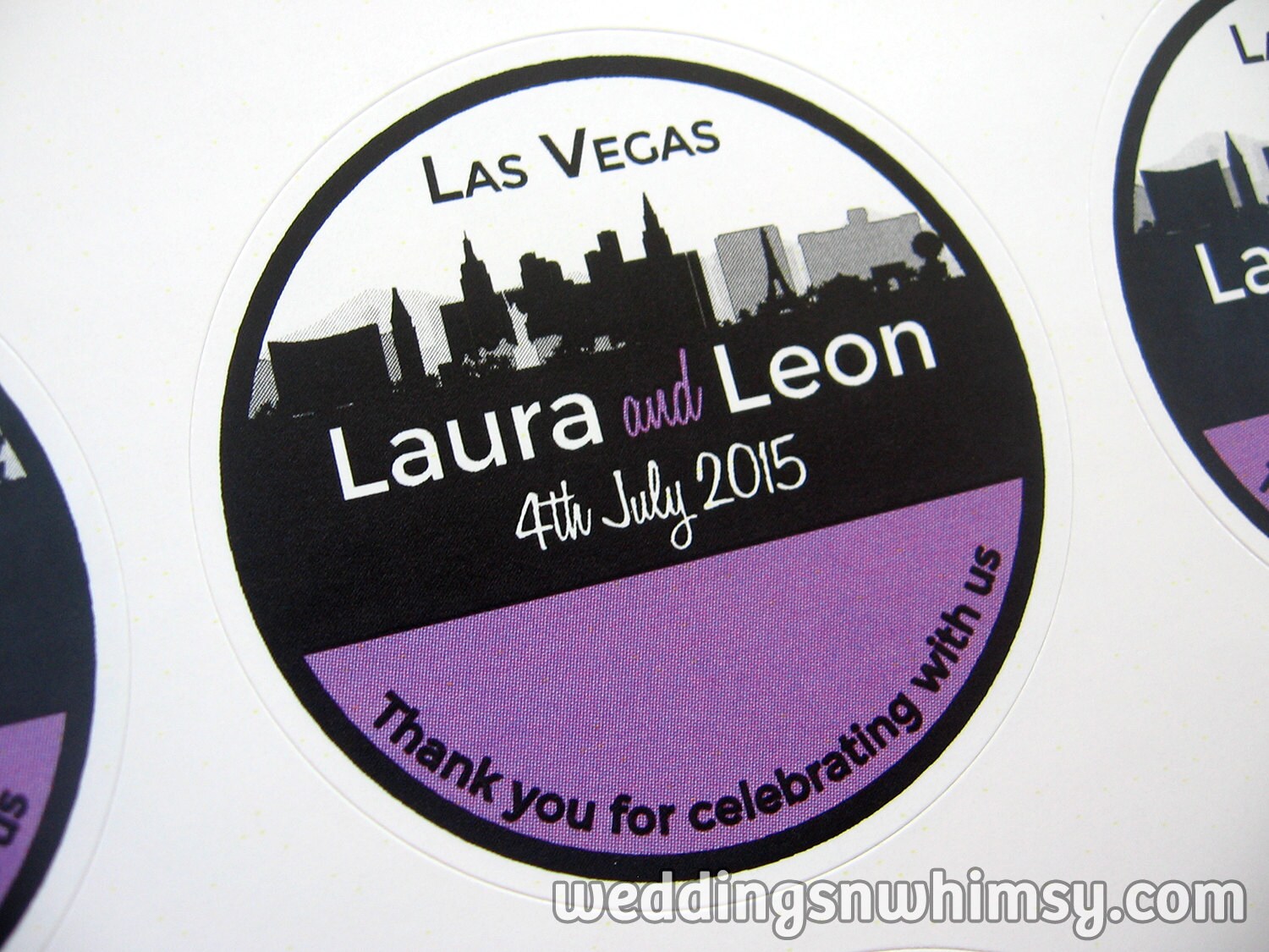 Round Wedding Labels / Las Vegas / Custom Favor Labels / Vegas Sticker ...